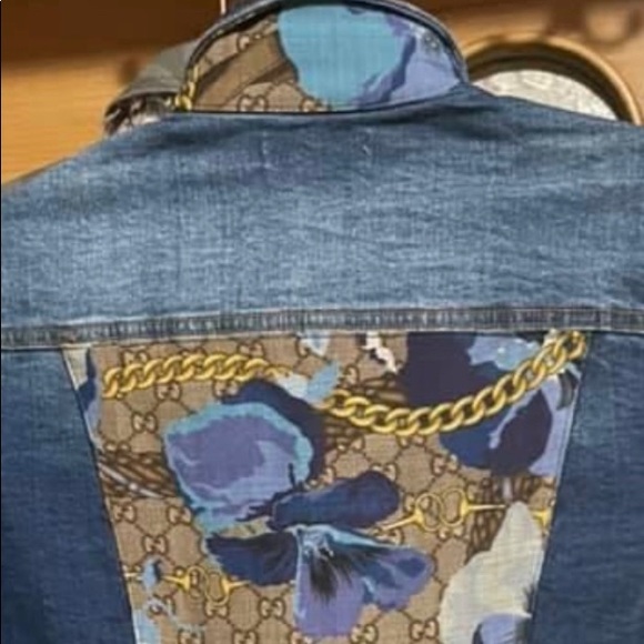 Jackets & Coats | Authentic Designer Scarf Adorned Denim Jacket | Poshmark